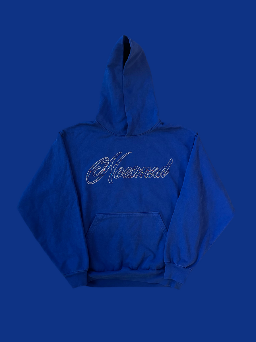 Hoesmad Rhinestone Cursive Hoodie (Blue) – hoesmad.la